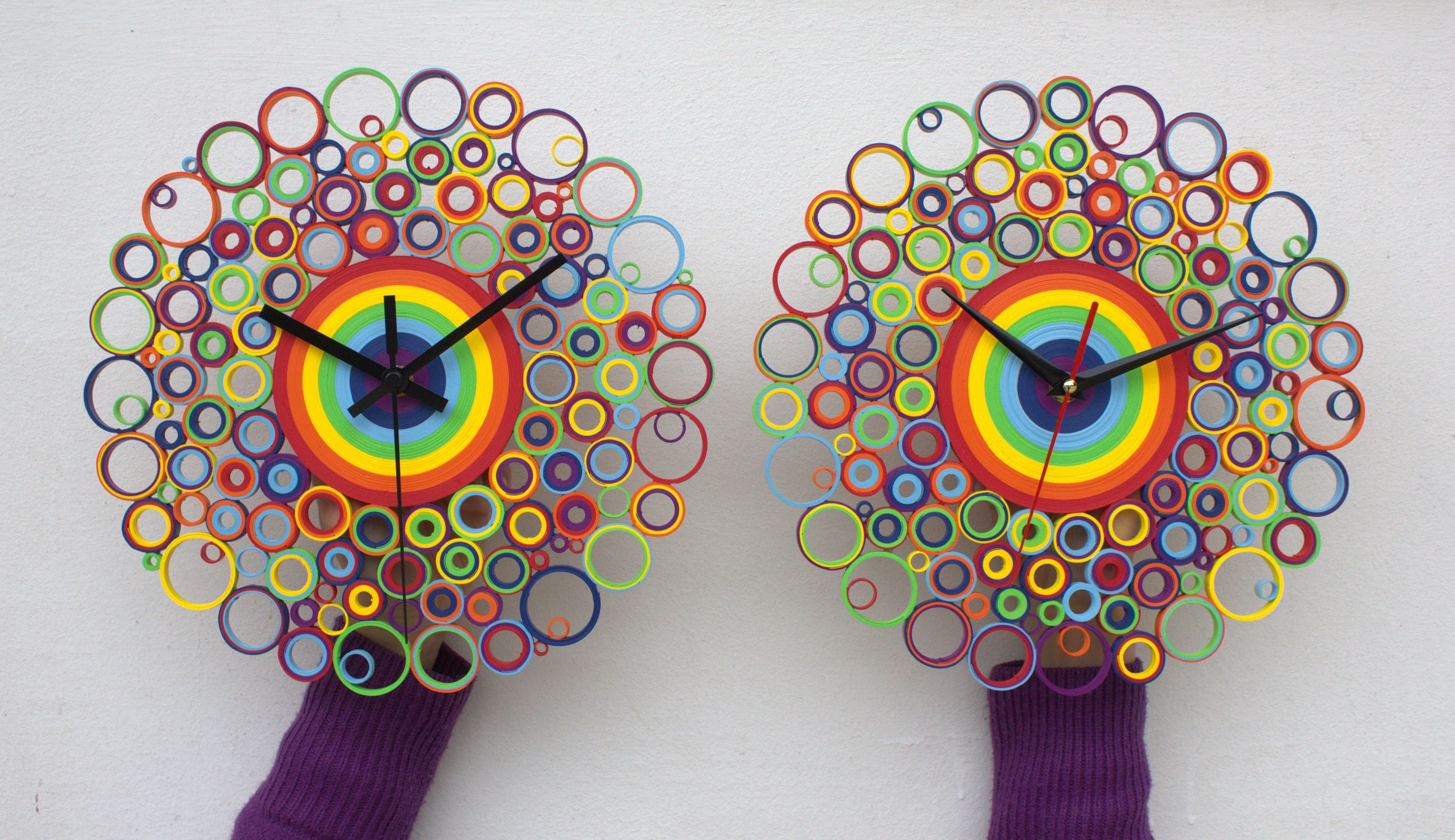 Wall Clock, Rainbow Decor, Paper Clock, Unusual Clocks, Unique Wall ...