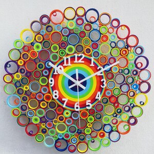 Wall Clock, Clock With Numbers, Rainbow Decor, Paper Clock, Rainbow ...