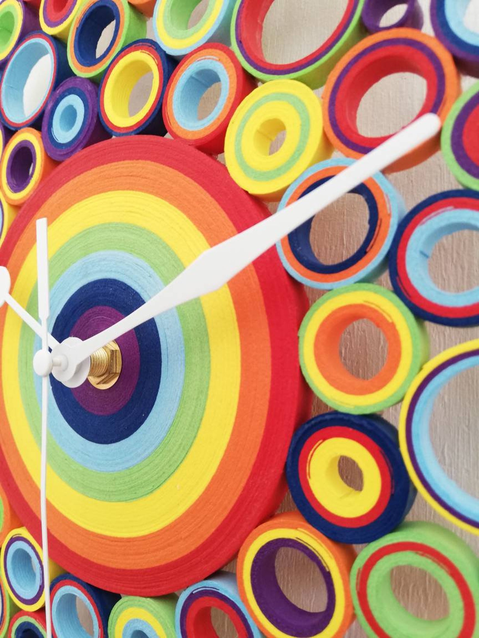 Wall Clock, Rainbow Decor, Geometric Clock, Paper Wall Clock, Handmade ...