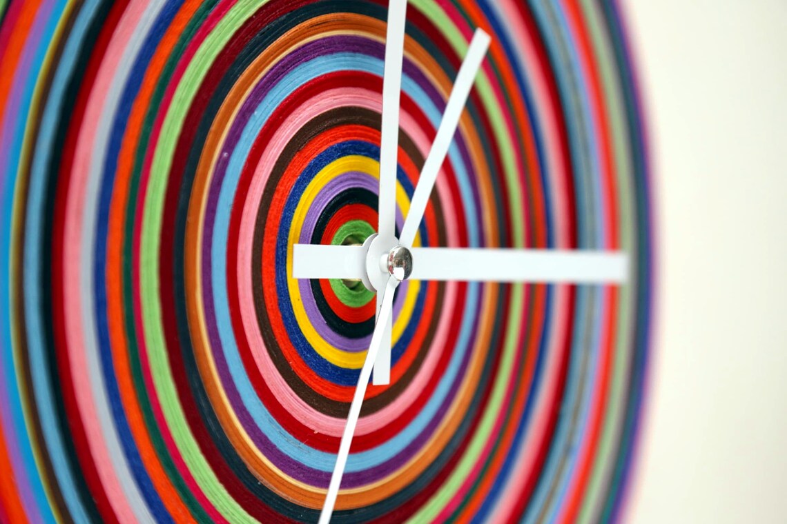 Wall Clock Colorful Clock Paper Clock Unique Wall Clock | Etsy