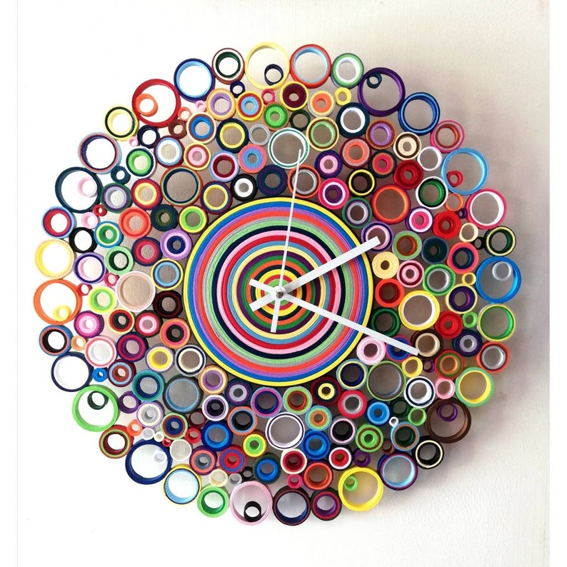Wall Clock Paper Clock Colorful Clock First Anniversary - Etsy