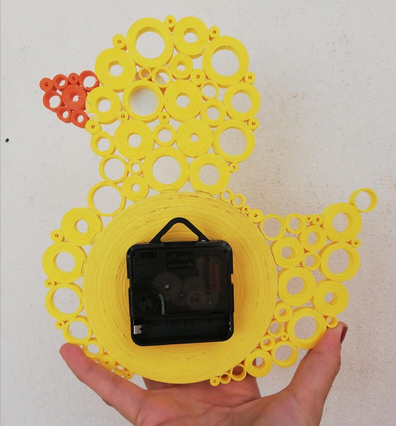 Wall Clock, Ducky Clock, Paper Clock, Kids Room Clock, Kids Room Gift ...