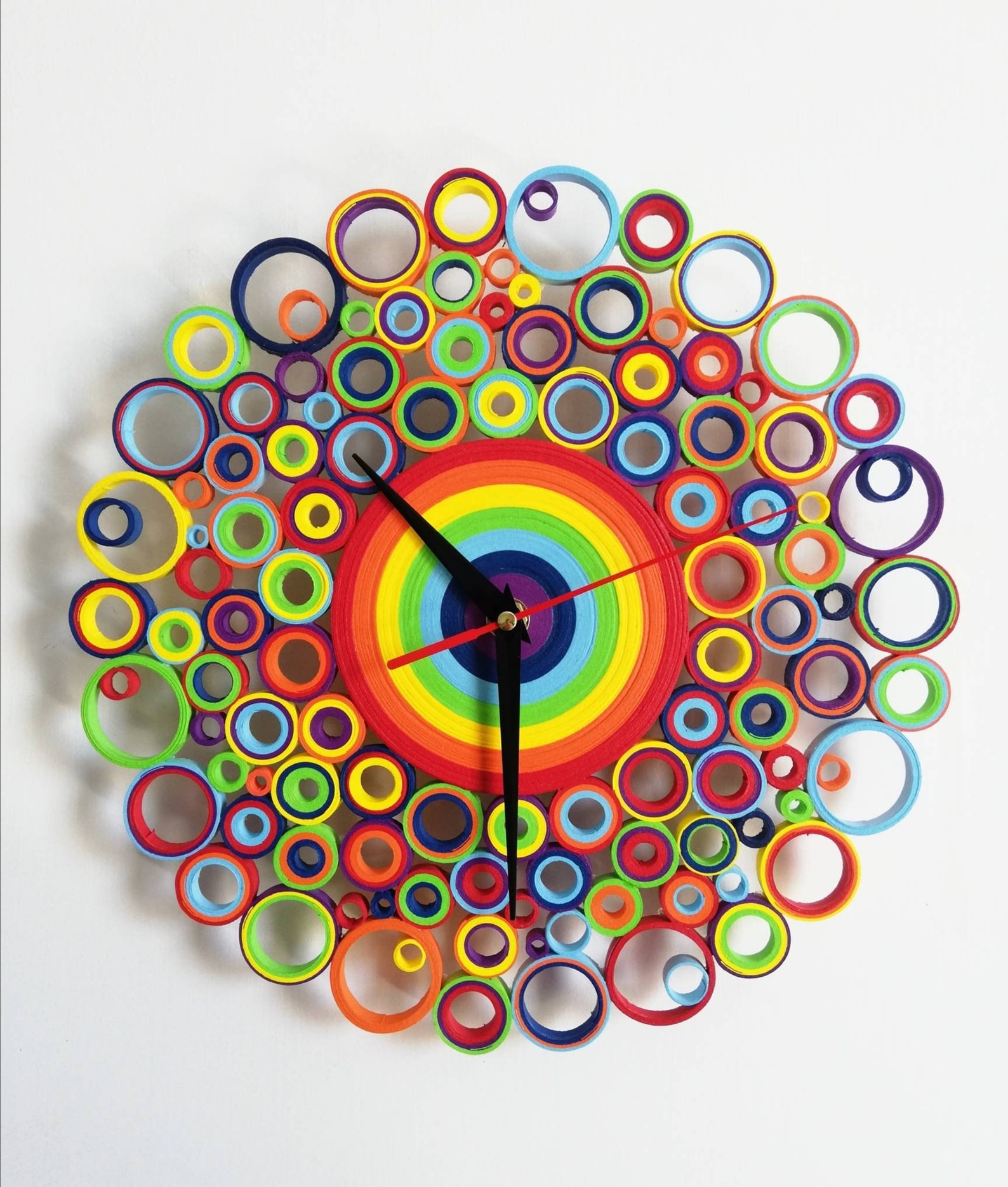 Wall Clock Rainbow Decor Paper Clock Unusual Clocks Unique | Etsy