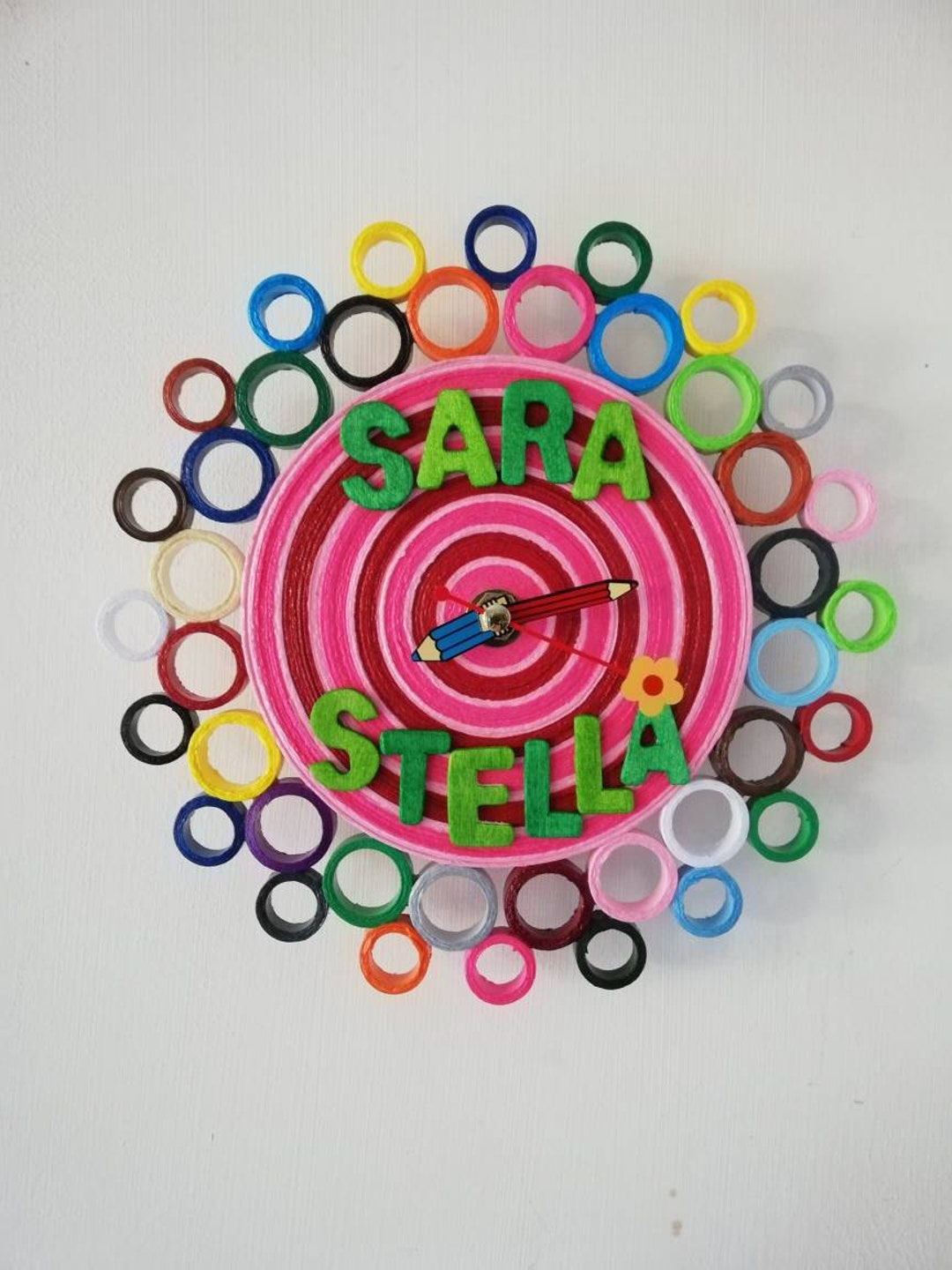 Wall Clock, Kids Room Decor, Paper Clock, Name Sign, Birth Gift ...