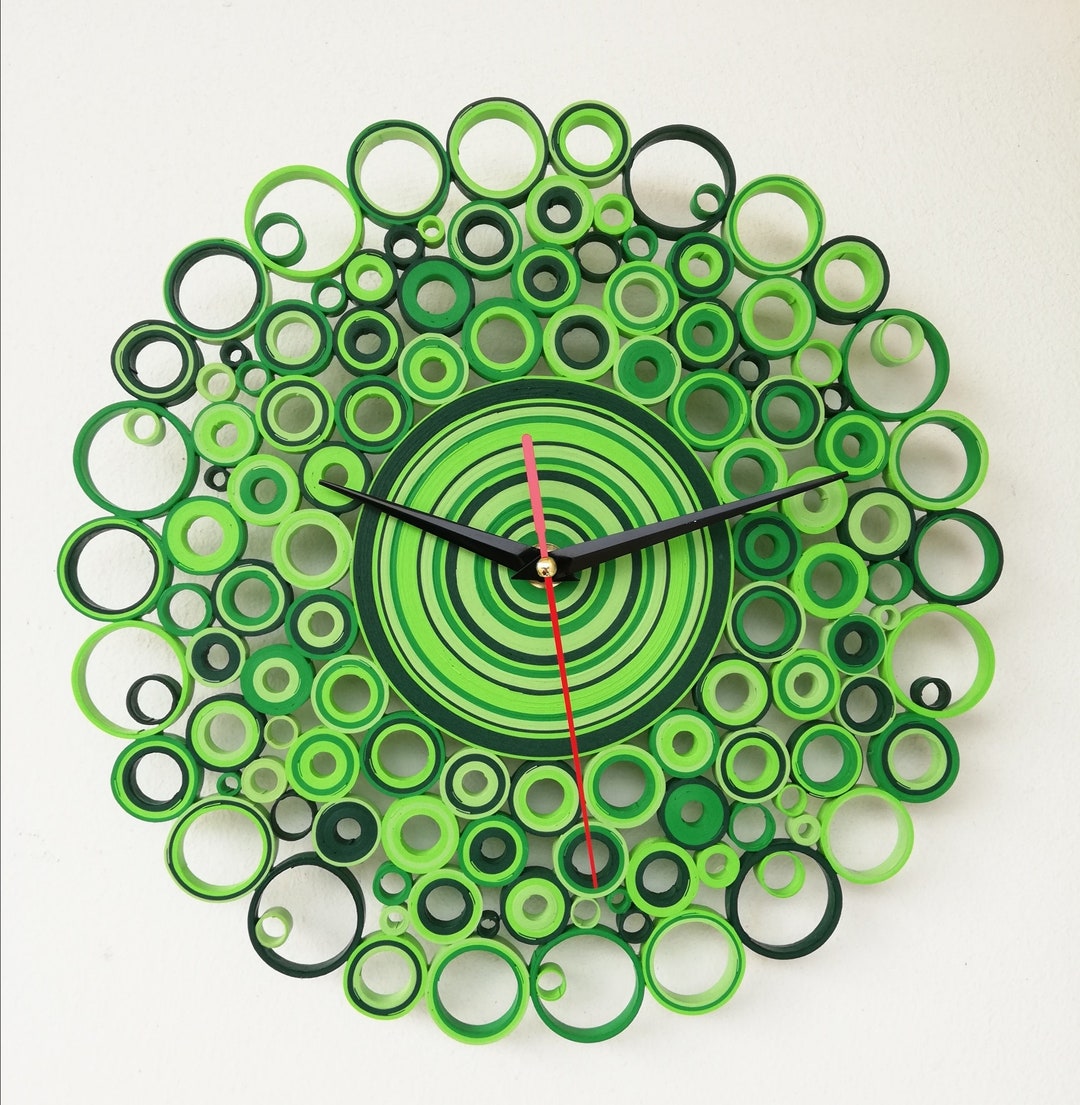 Wall Clock, Green Wall Clock, Paper Clock, Unique Wall Clocks, Home ...