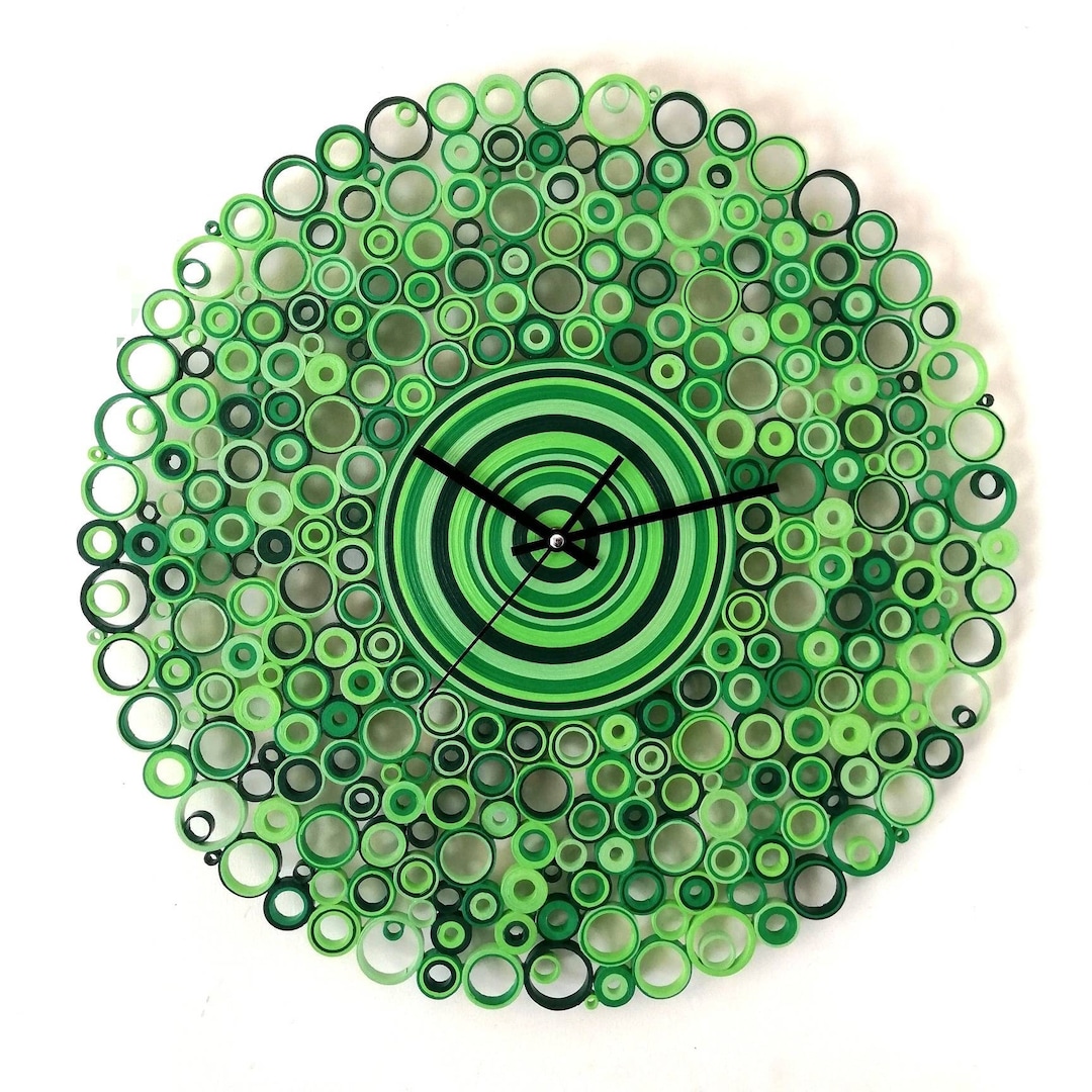 Large Wall Clock, Green Wall Clock, Paper Clock, Green Clock, 20 Inch ...