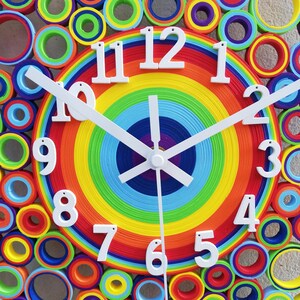 Wall Clock, Clock With Numbers, Rainbow Decor, Paper Clock, Rainbow ...