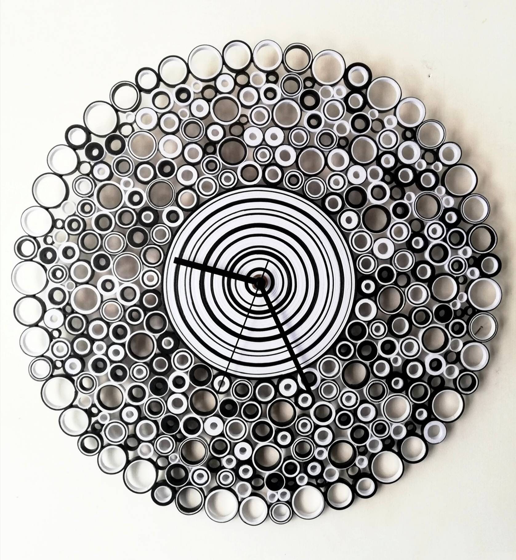 Large Wall Clock Paper Clock Black and White Clock 20 Inch - Etsy