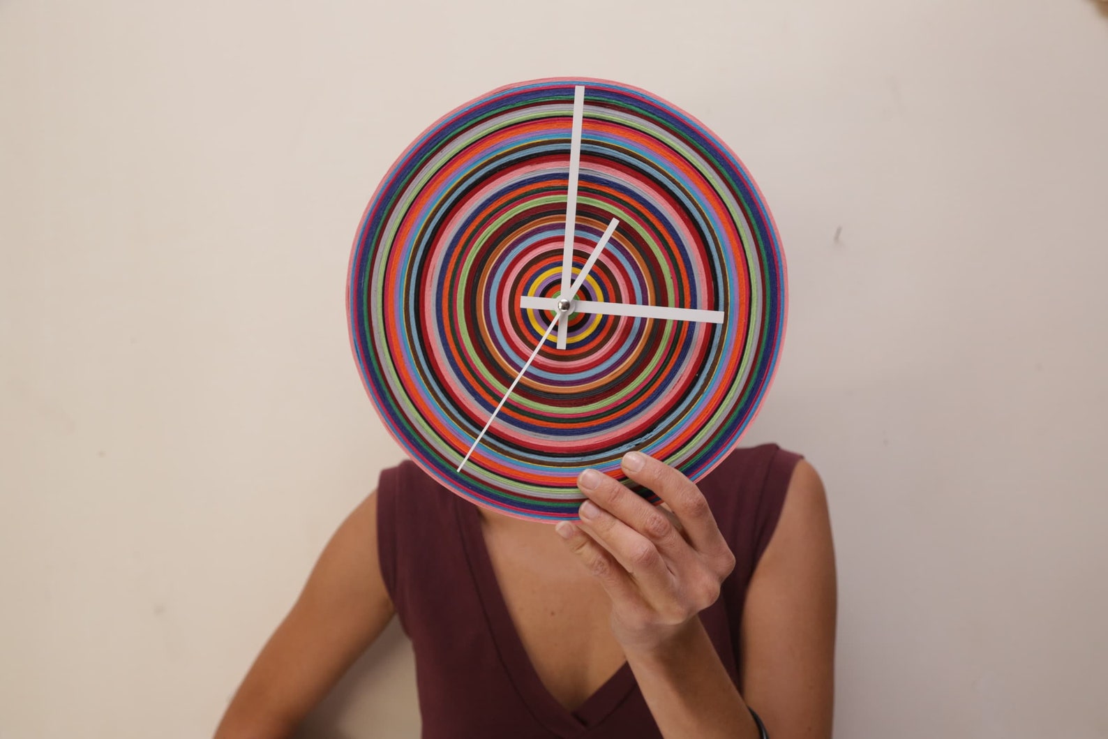 Wall Clock Colorful Clock Paper Clock Unique Wall Clock | Etsy