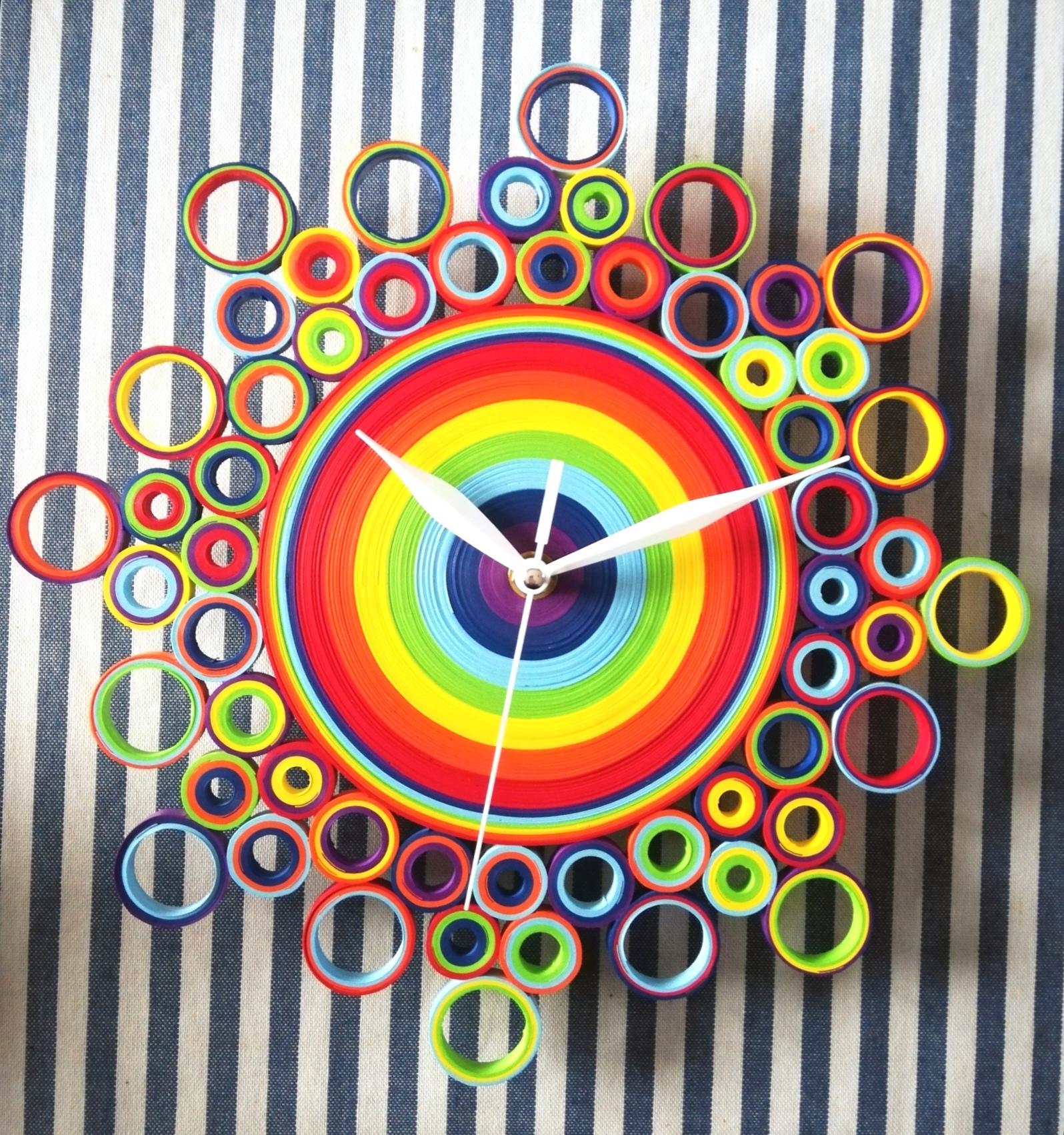 Wall Clock, Rainbow Decor, Paper Clock, Unusual Clocks, Unique Wall ...