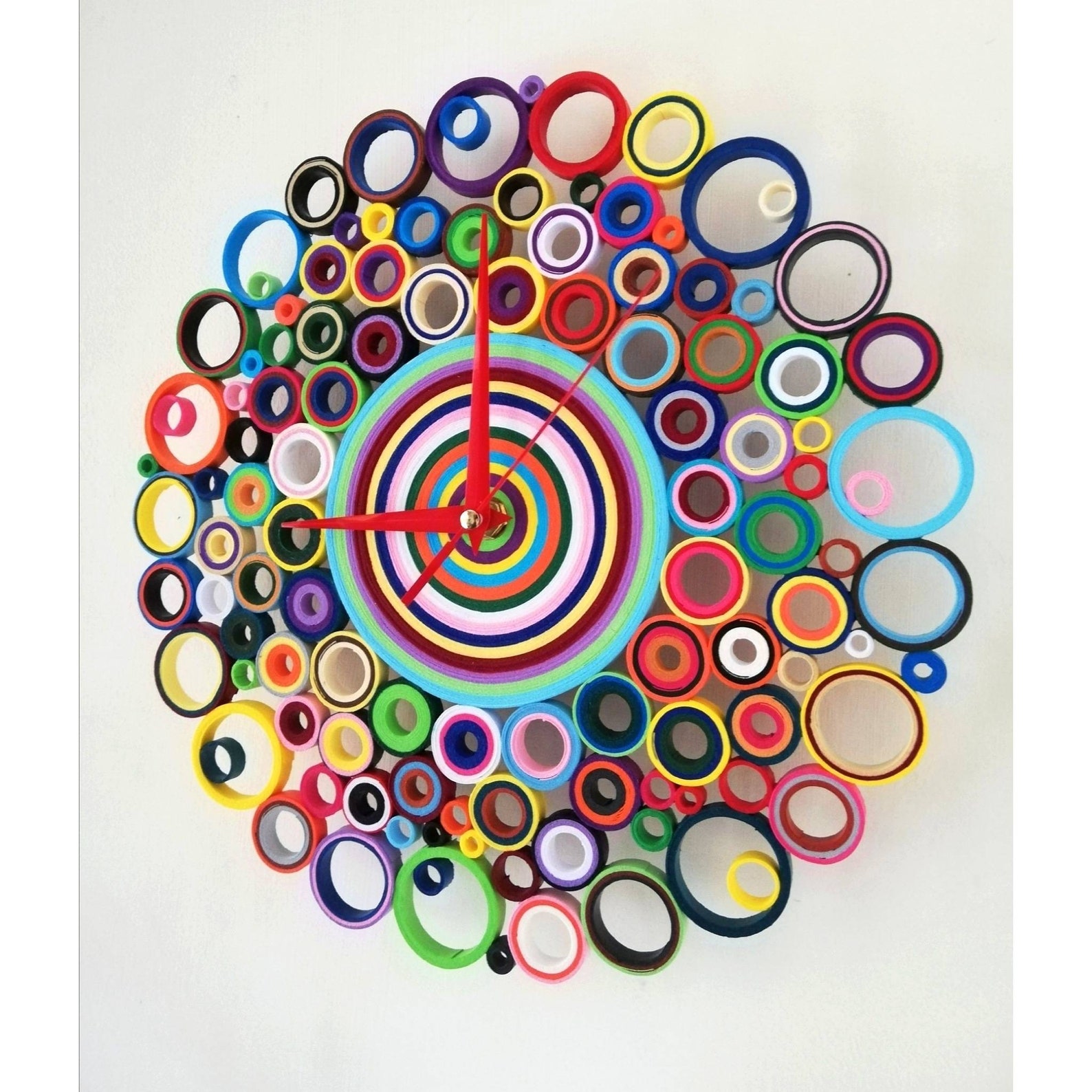 Wall Clock, Paper Clock, Colorful Clock, First Anniversary Gift, Paper ...