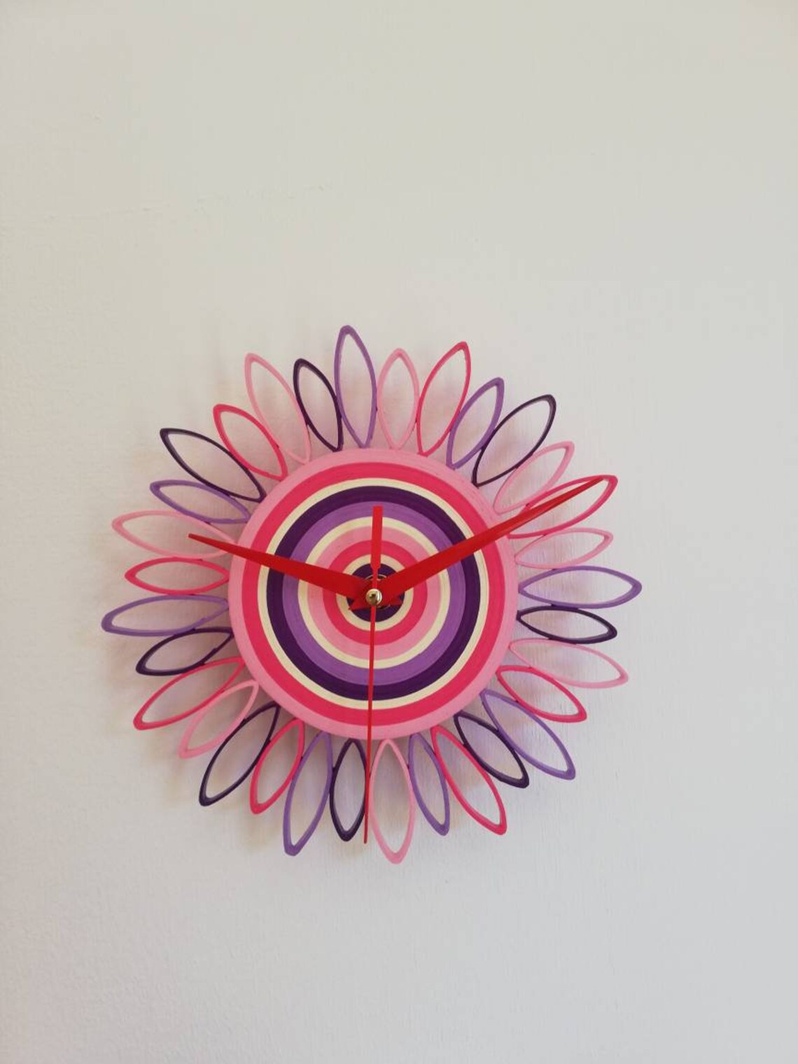 Flower Clock, Paper Flowers, Wall Clock, Flower Decor for Wall, Flower ...