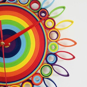 Wall Clock, Rainbow Decor, Paper Clock, Handmade Furniture, Unique Wall ...