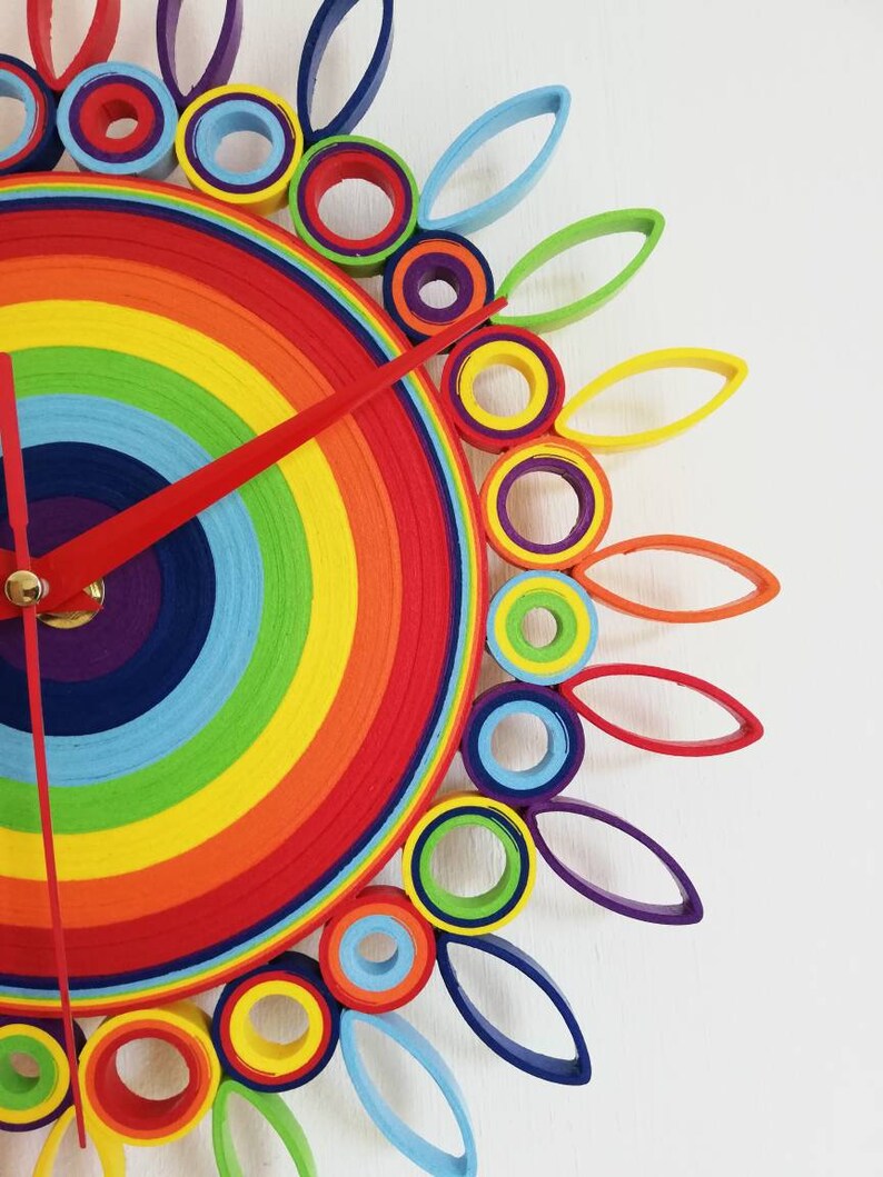 Wall Clock Rainbow Decor Paper Clock Handmade Furniture - Etsy
