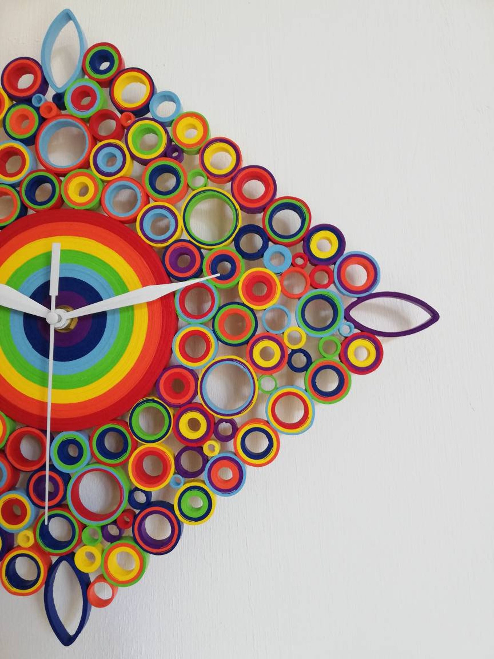 Wall Clock Rainbow Decor Geometric Clock Paper Clock - Etsy