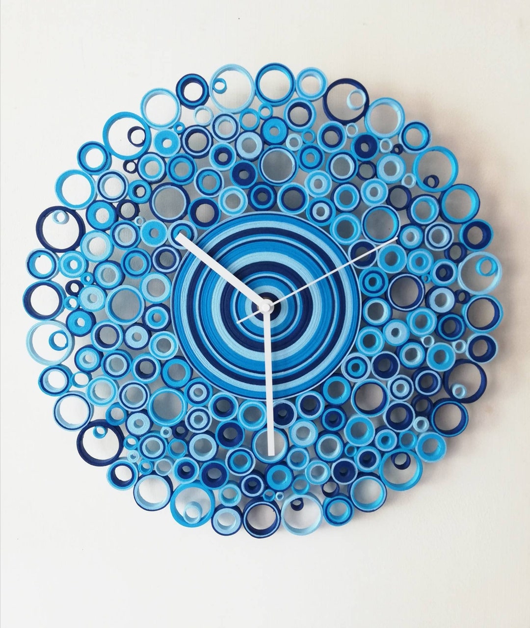 Large Wall Clock, Blue Clock, Paper Clock, Bedroom Decor, Modern Wall ...