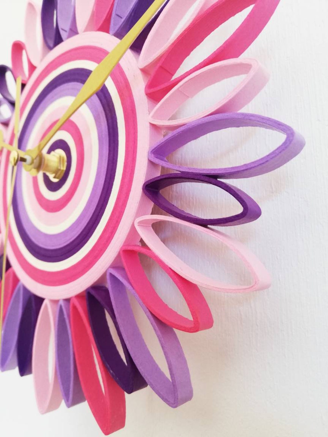 Flower Clock, Paper Flowers, Wall Clock, Flower Decor for Wall, Flower ...