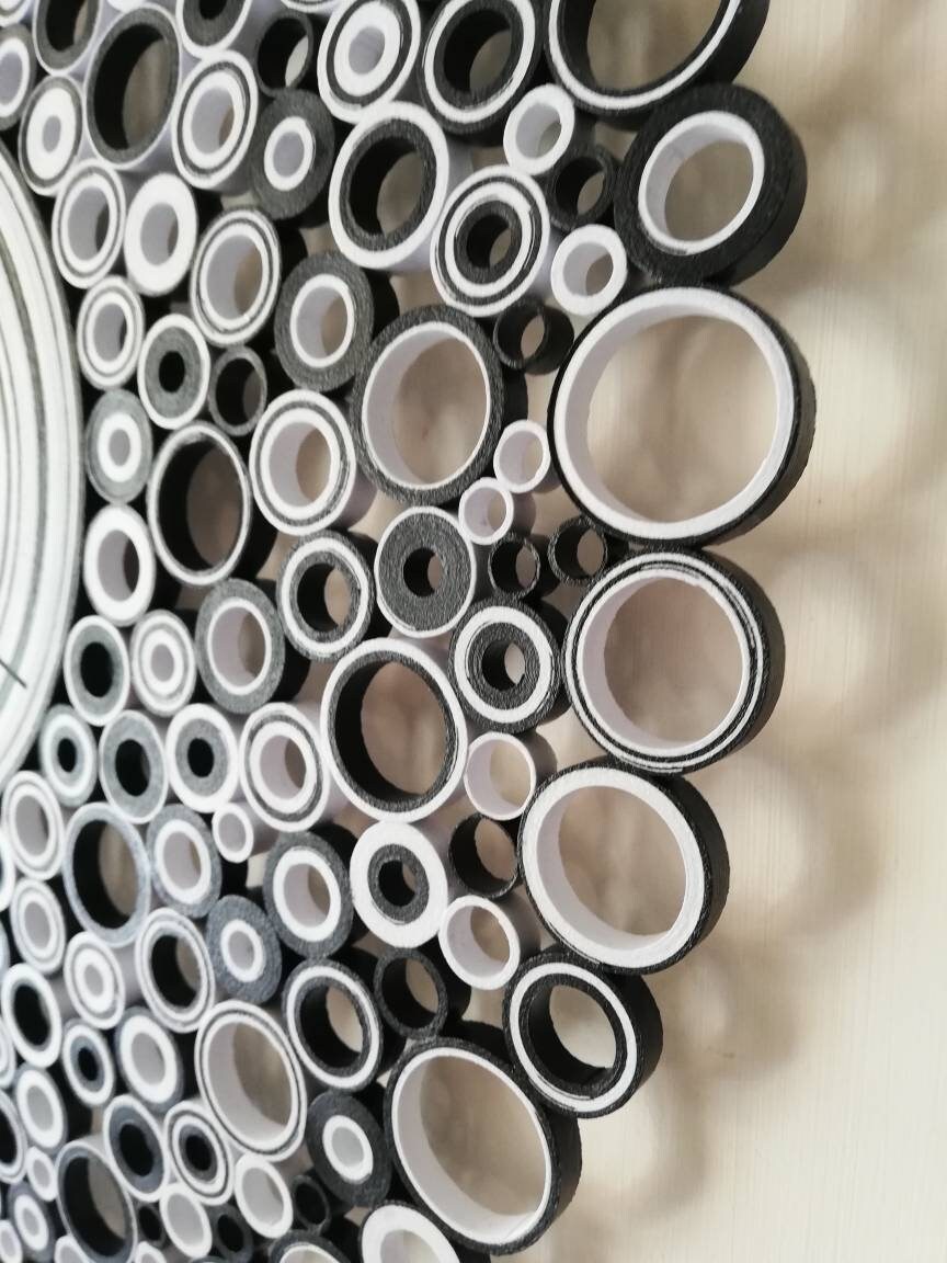 Large Wall Clock Paper Clock Black and White Clock 20 Inch - Etsy