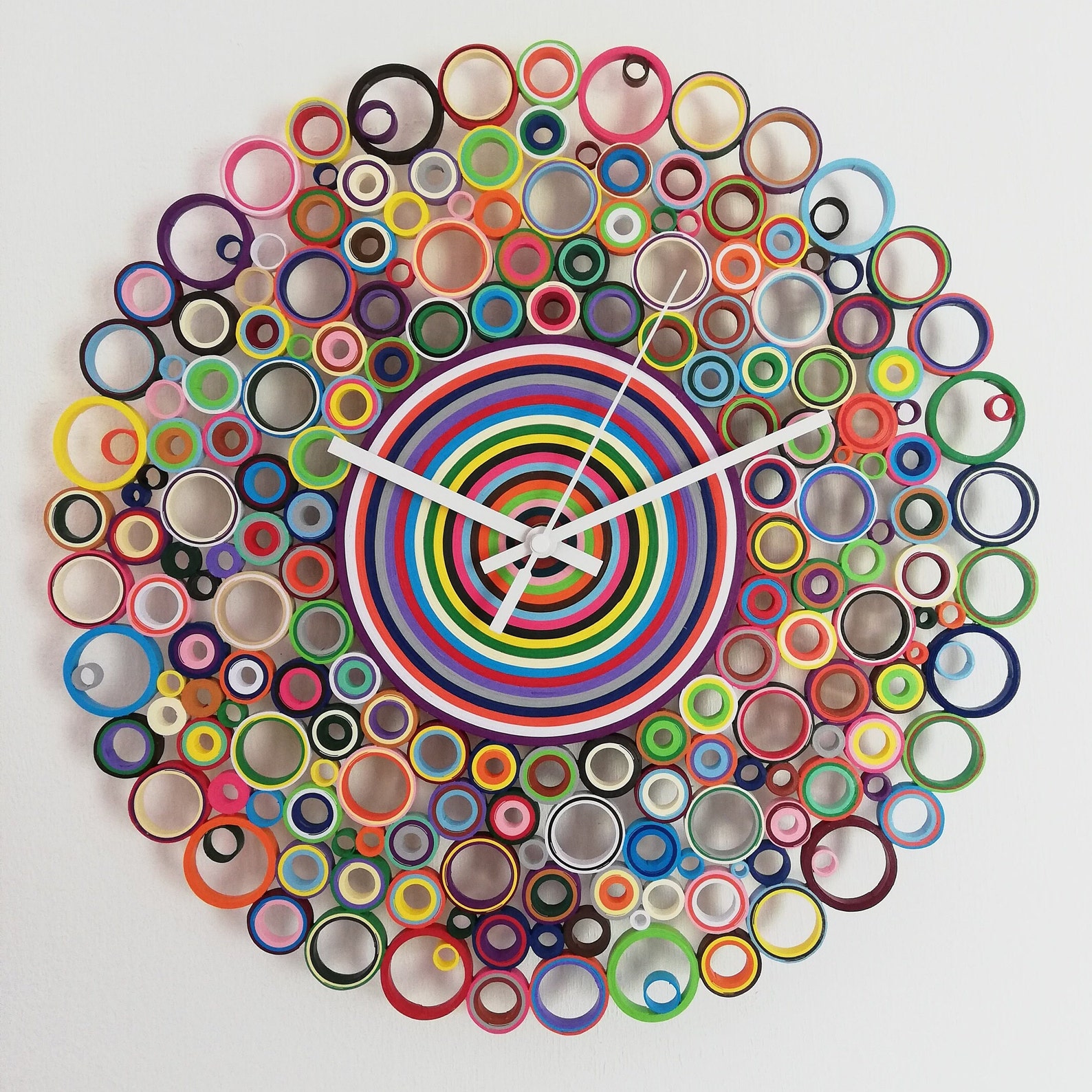 Wall Clock, Paper Clock, Colorful Clock, First Anniversary Gift, Paper ...