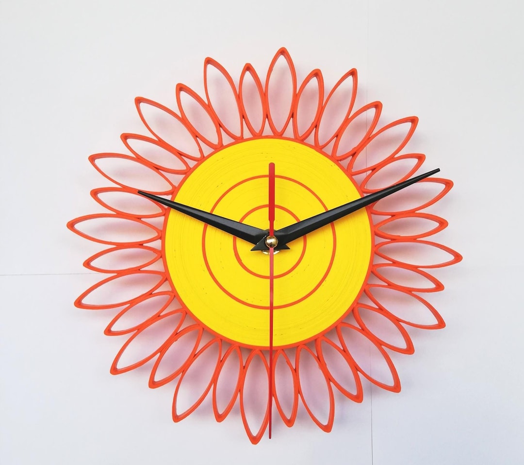 Flower Shaped Wall Clock, Paper Flower Clock, Unique and Colorful ...