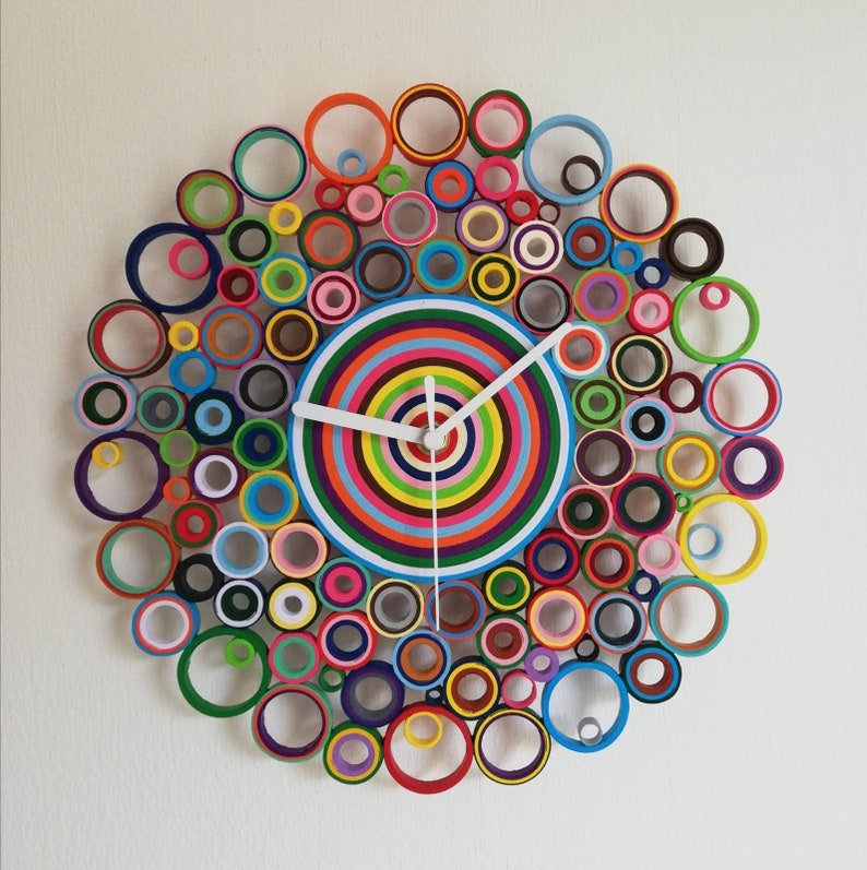 Wall Clock Paper Clock Colorful Clock First Anniversary - Etsy