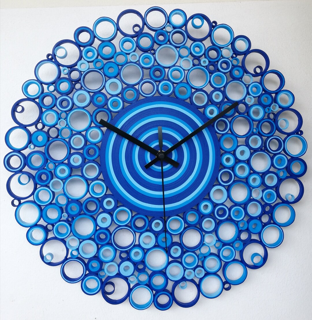 Modern Clock for Wall, Paper Clock, Blue Wall Clock, Blue, Turquoise ...