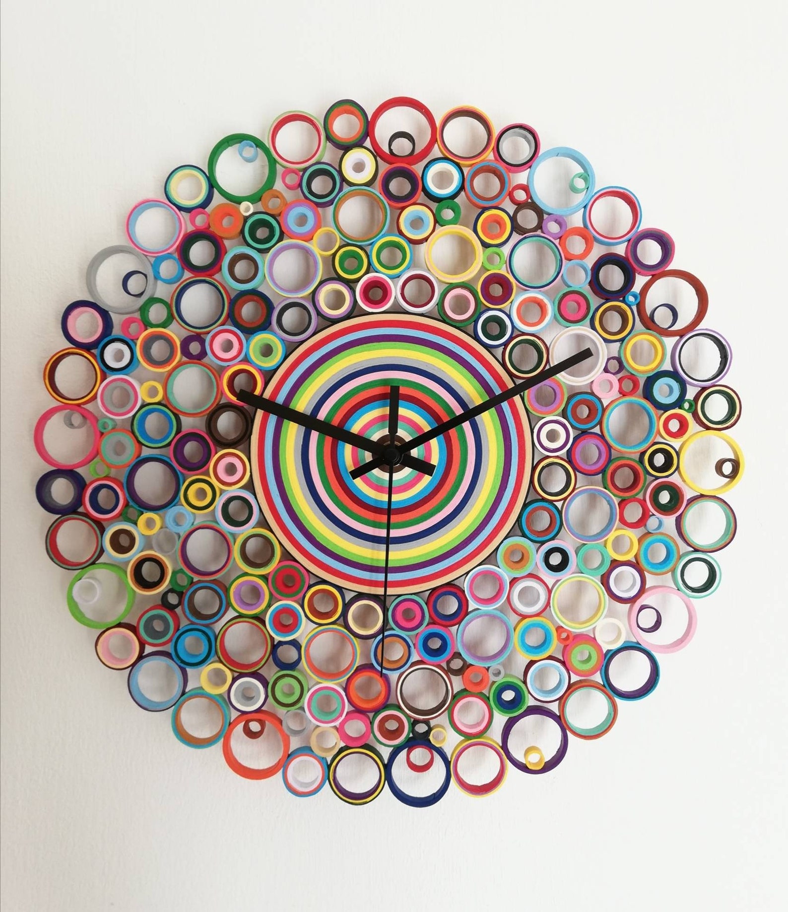 Wall Clock, Paper Clock, Colorful Clock, First Anniversary Gift, Paper ...
