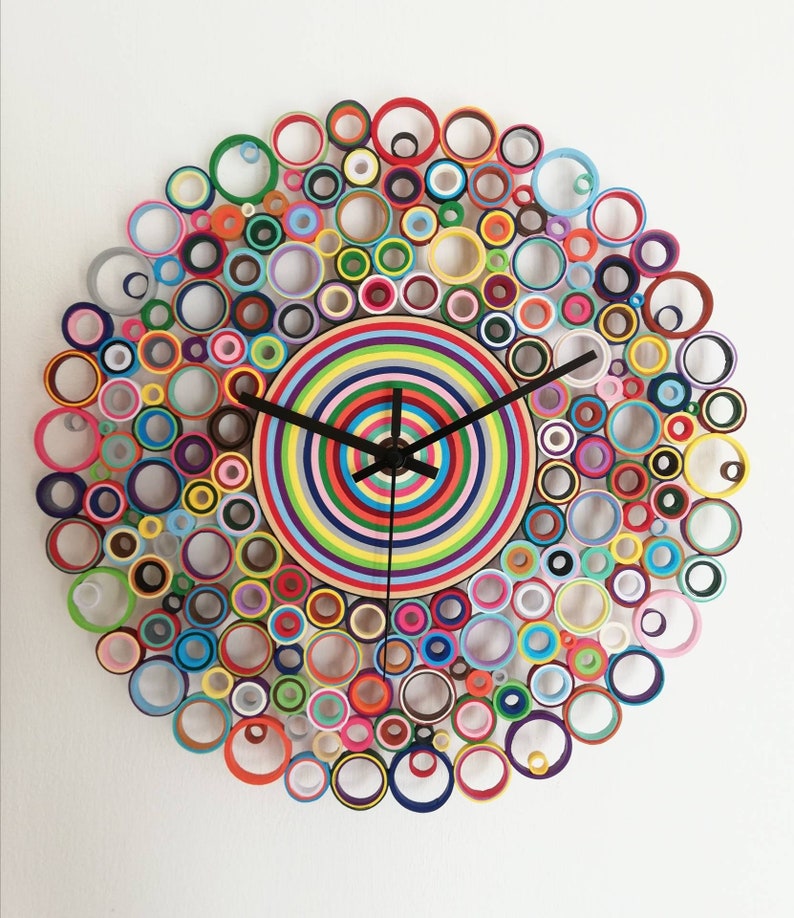 Wall Clock Paper Clock Colorful Clock First Anniversary - Etsy