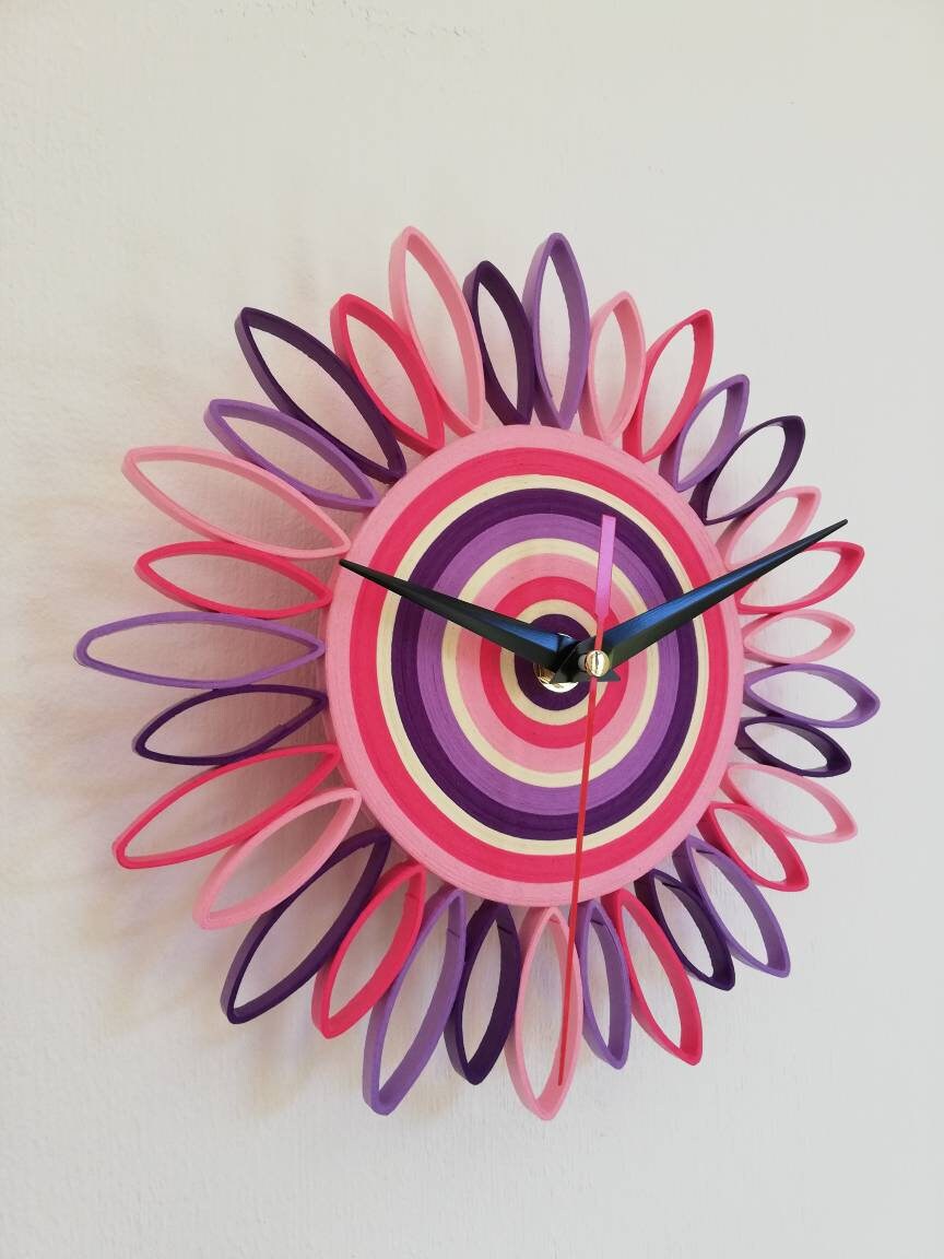 Flower Clock, Paper Flowers, Wall Clock, Flower Decor for Wall, Flower ...