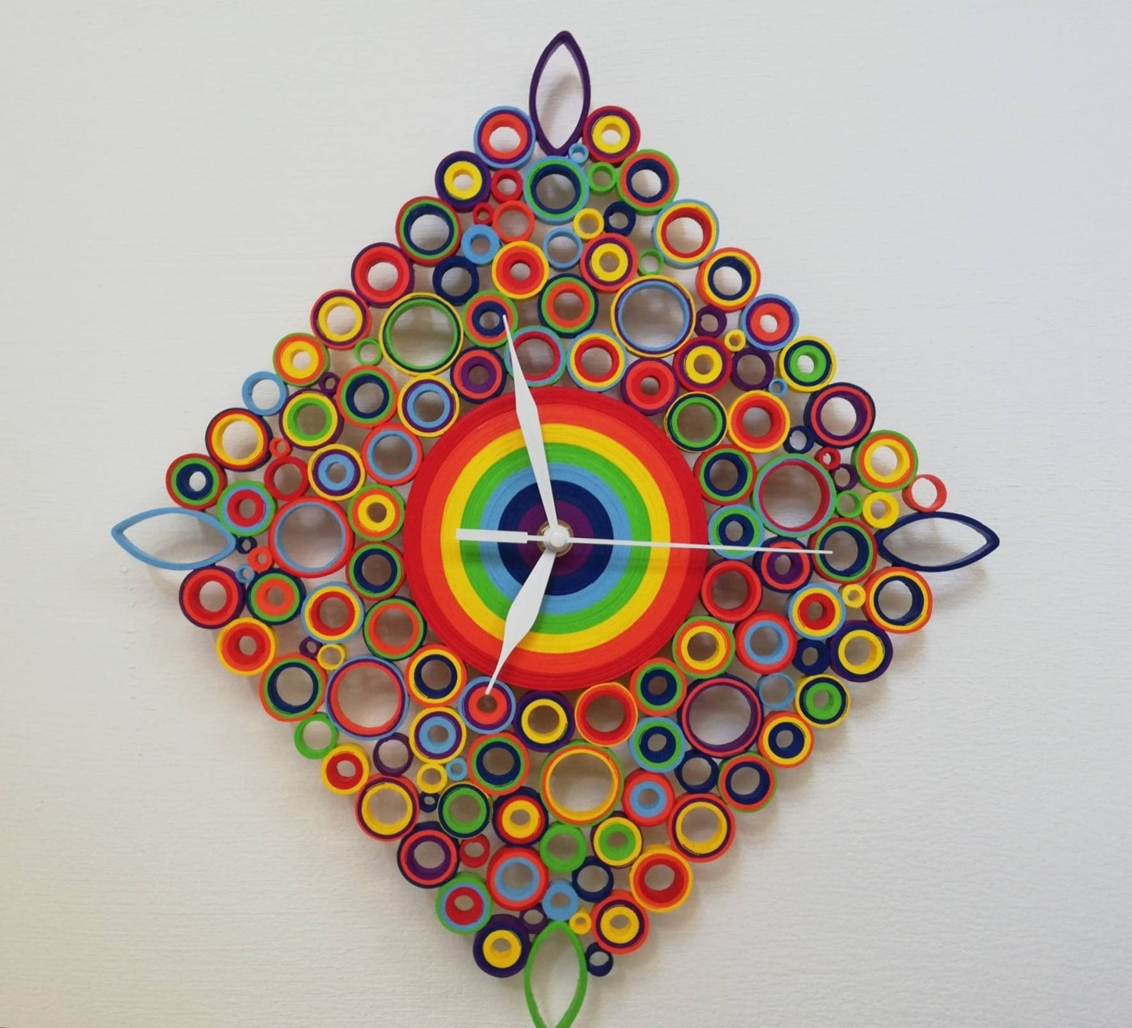 Wall Clock Rainbow Decor Geometric Clock Paper Clock - Etsy