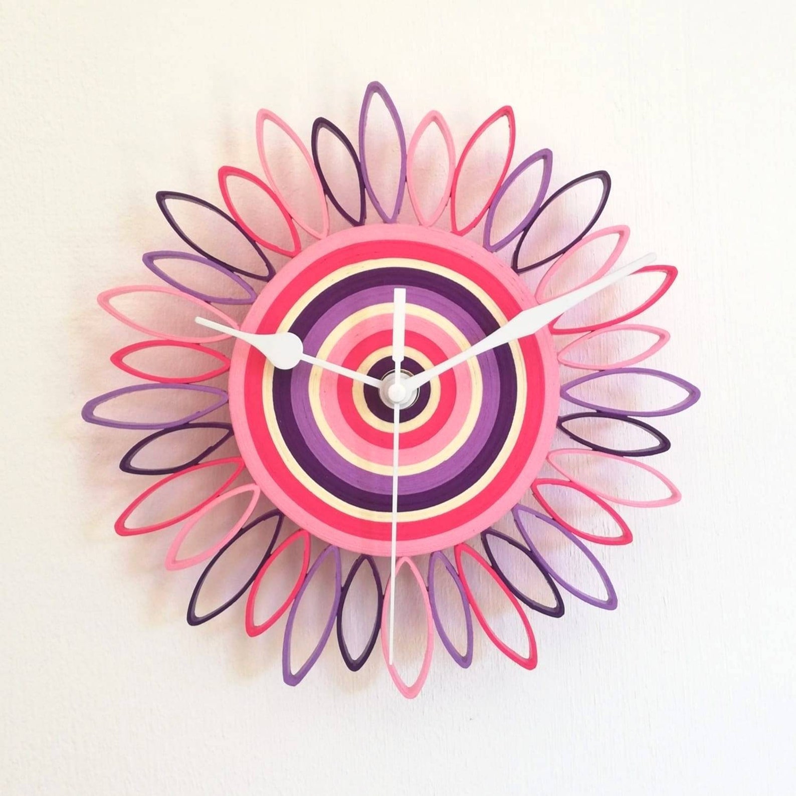 Flower Clock, Paper Flowers, Wall Clock, Flower Decor for Wall, Flower ...