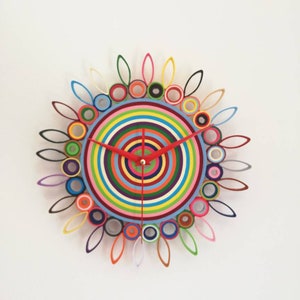 Wall Clock, Paper Clock, Quilling Decor, Unique Wall Clocks, Colorful ...