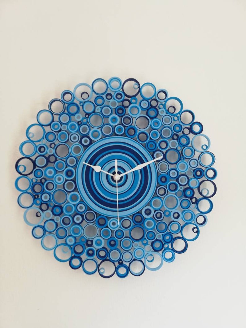 Large Wall Clock Blue Clock Paper Clock Bedroom Decor - Etsy
