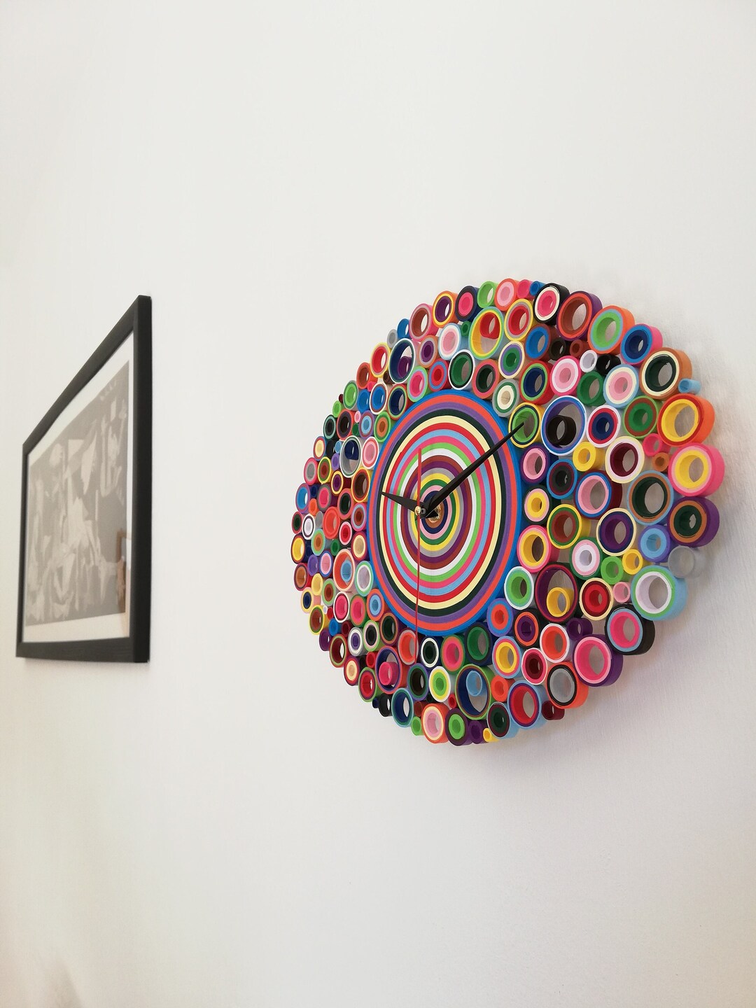 Wall Clock, Paper Clock, Inusual and Colorful Wall Clock, Handmade ...
