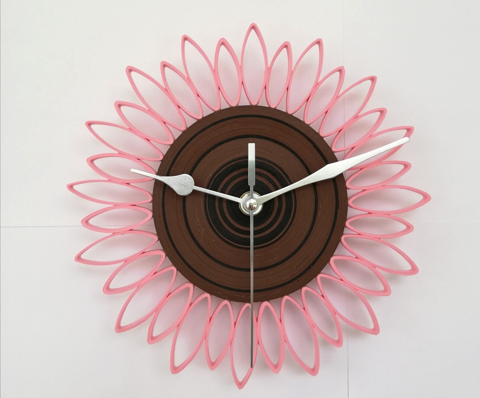 Pink Flower Clock | Silent Wall Clock | Handmade Italian Paper Wall ...