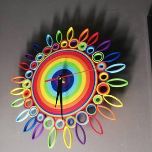 Wall Clock, Rainbow Decor, Paper Clock, Handmade Furniture, Unique Wall ...