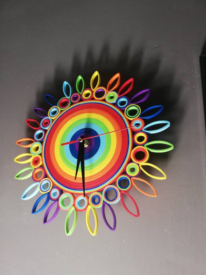 Wall Clock Rainbow Decor Paper Clock Handmade Furniture - Etsy