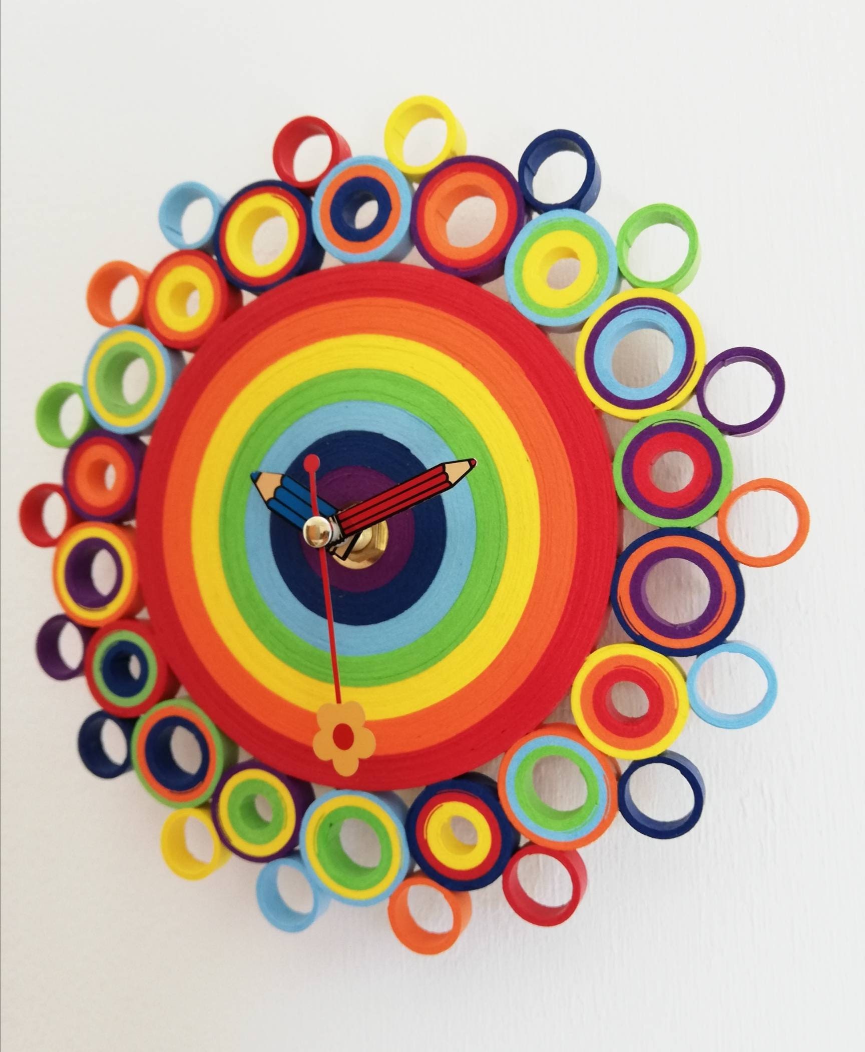 Wall Clock Rainbow Decor Paper Clock Unusual Clocks - Etsy