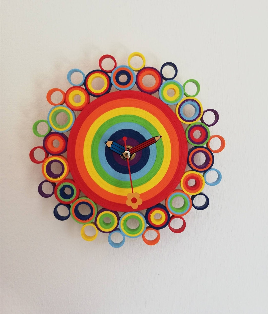 Wall Clock, Rainbow Decor, Paper Clock, Unusual Clocks, Rainbow Kids ...