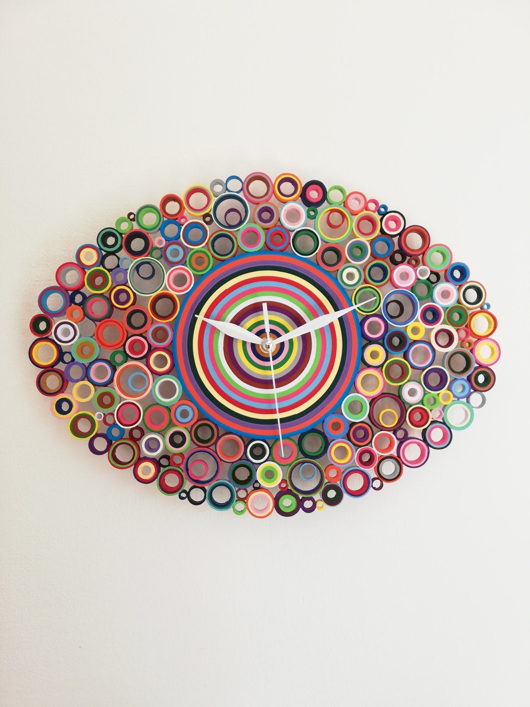Wall Clock, Paper Clock, Handmade Clock, 1st Anniversary Gifts, Oval ...