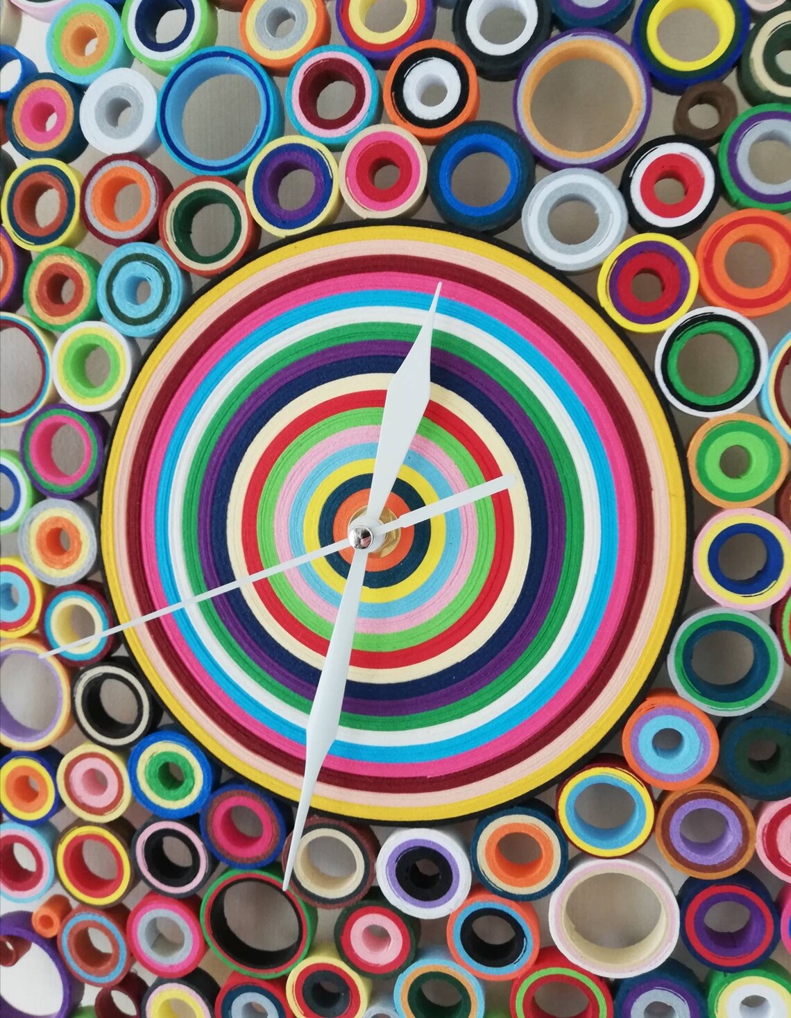 Wall Clock Paper Clock Colorful Clock First Anniversary | Etsy