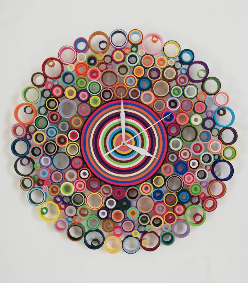 Wall Clock Paper Clock Colorful Clock First Anniversary - Etsy