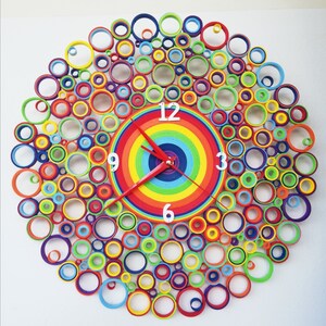 Wall Clock, Clock With Numbers, Rainbow Decor, Paper Clock, Rainbow ...