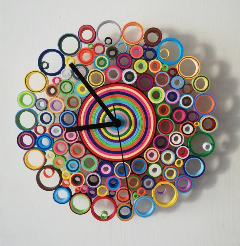 Wall Clock Paper Clock Colorful Clock First Anniversary - Etsy