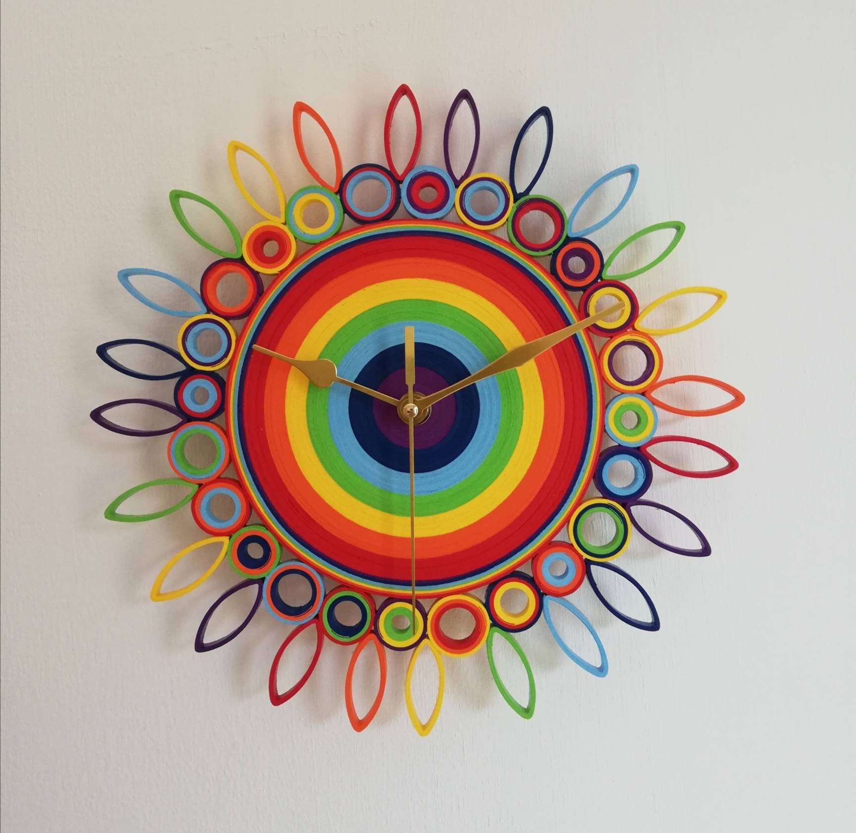 Wall Clock Rainbow Decor Paper Clock Handmade Furniture - Etsy