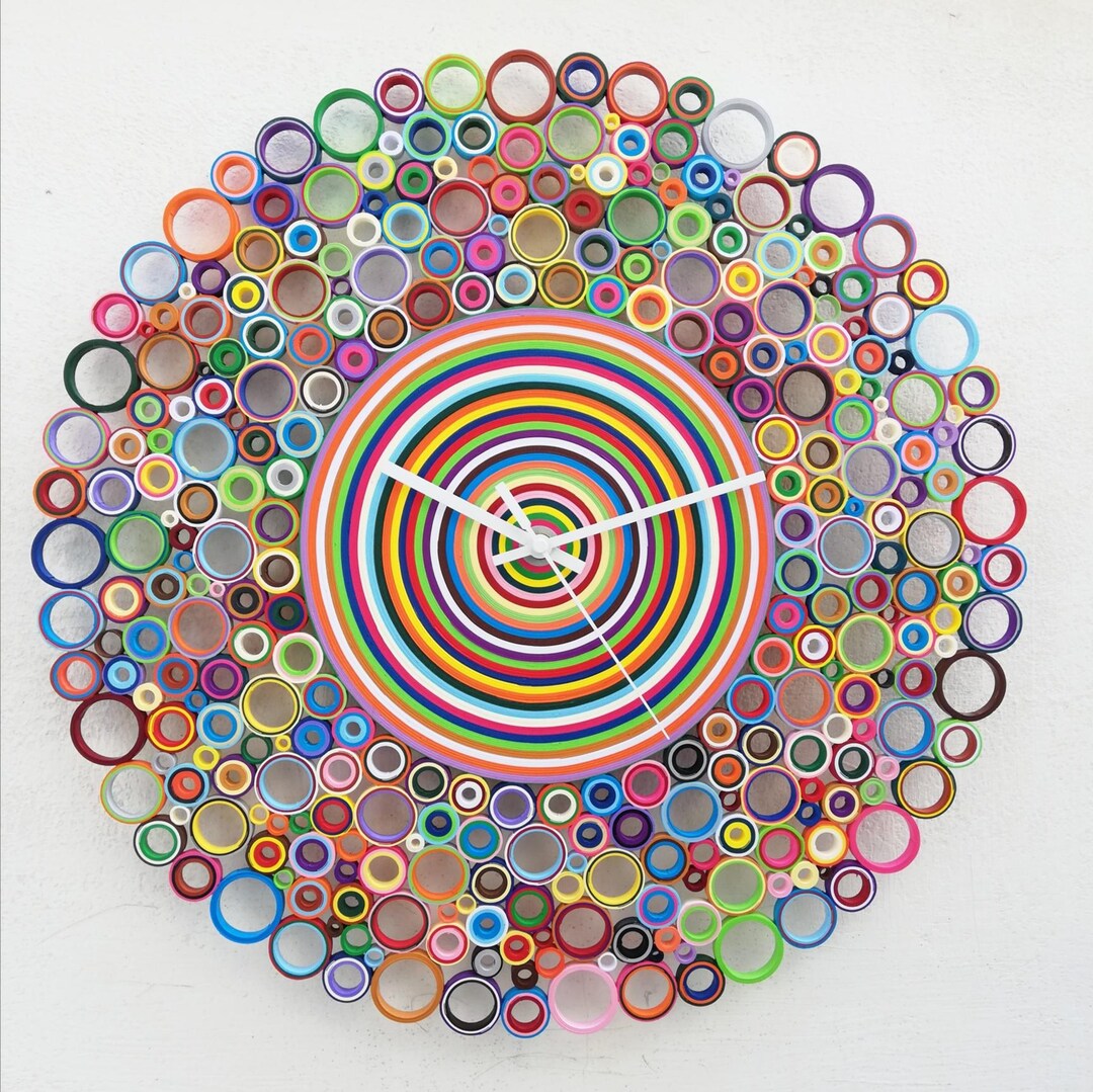 Large Wall Clock, Paper Clock, Colorful Wall Clock, First Anniversary ...