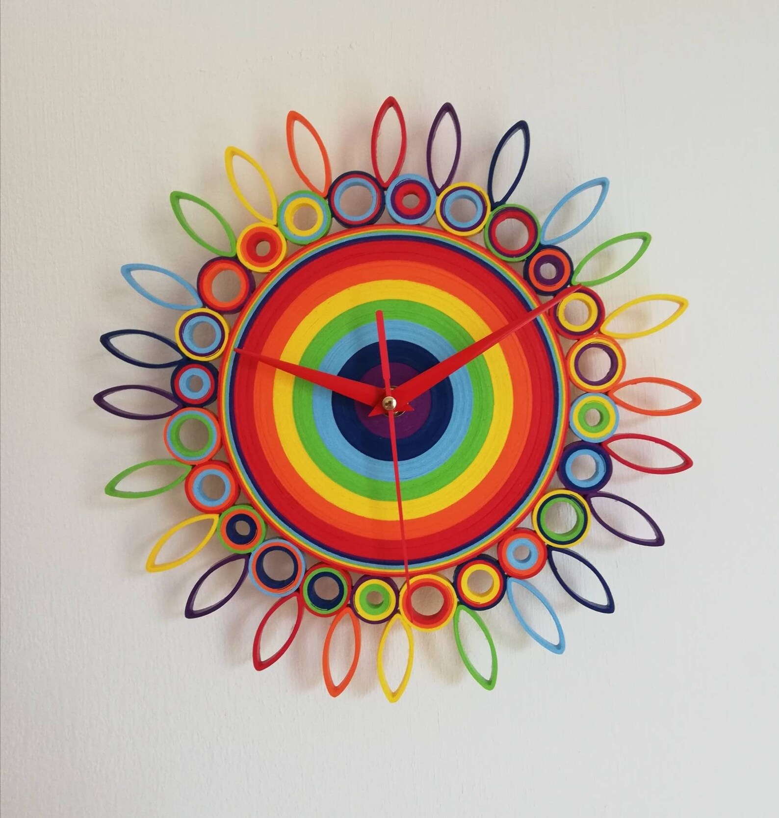 Wall Clock, Rainbow Decor, Paper Clock, Handmade Furniture, Unique Wall ...