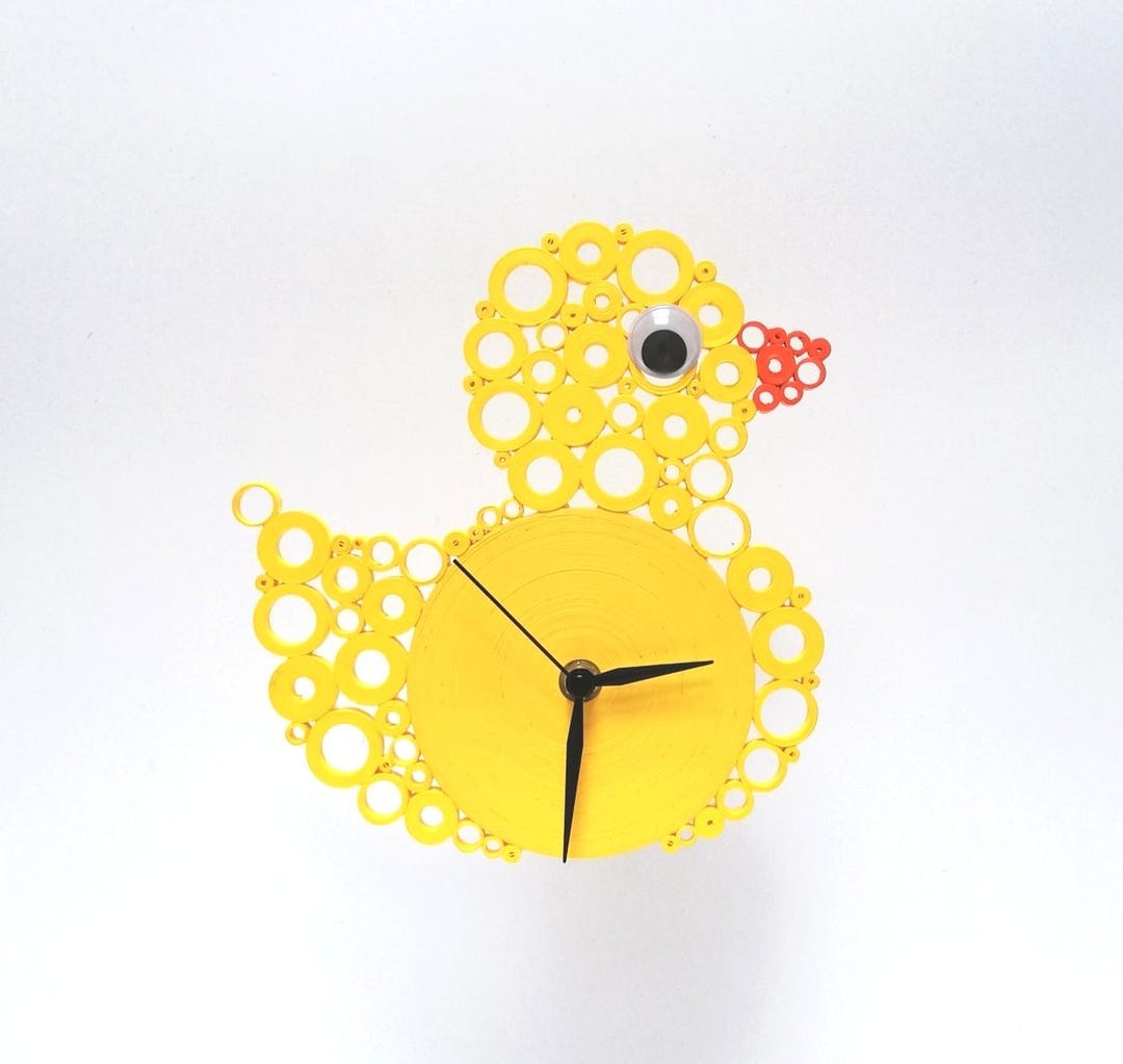 Wall Clock, Ducky Clock, Paper Clock, Kids Room Clock, Kids Room Gift ...