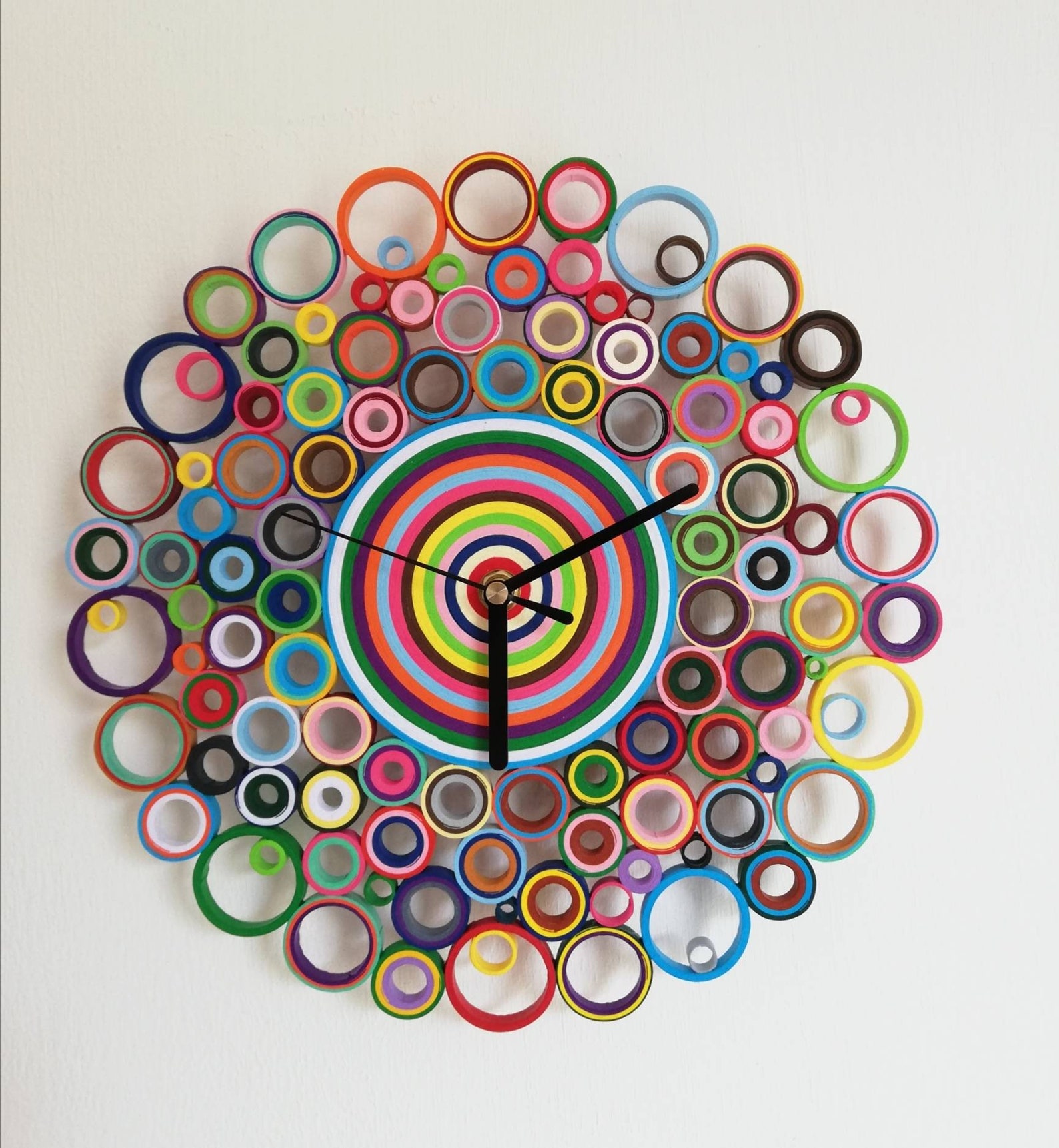 Wall Clock, Paper Clock, Colorful Clock, First Anniversary Gift, Paper ...