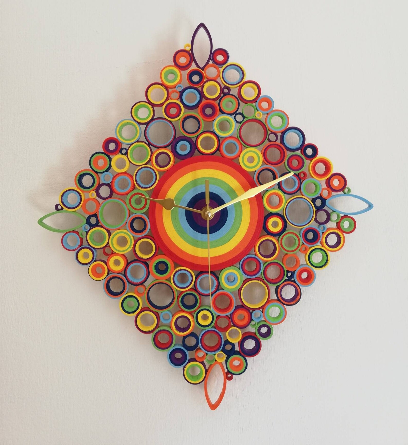Wall Clock Rainbow Decor Geometric Clock Paper Clock - Etsy